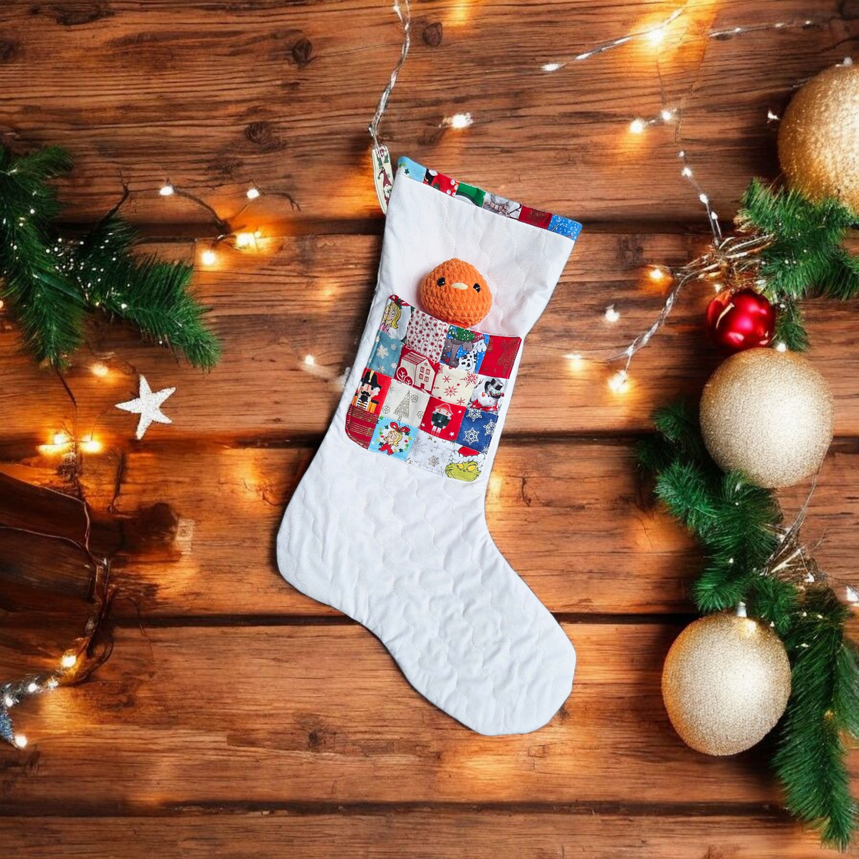 Christmas Stocking Sewing Pattern with Candy Pocket & FPP Star Block ...