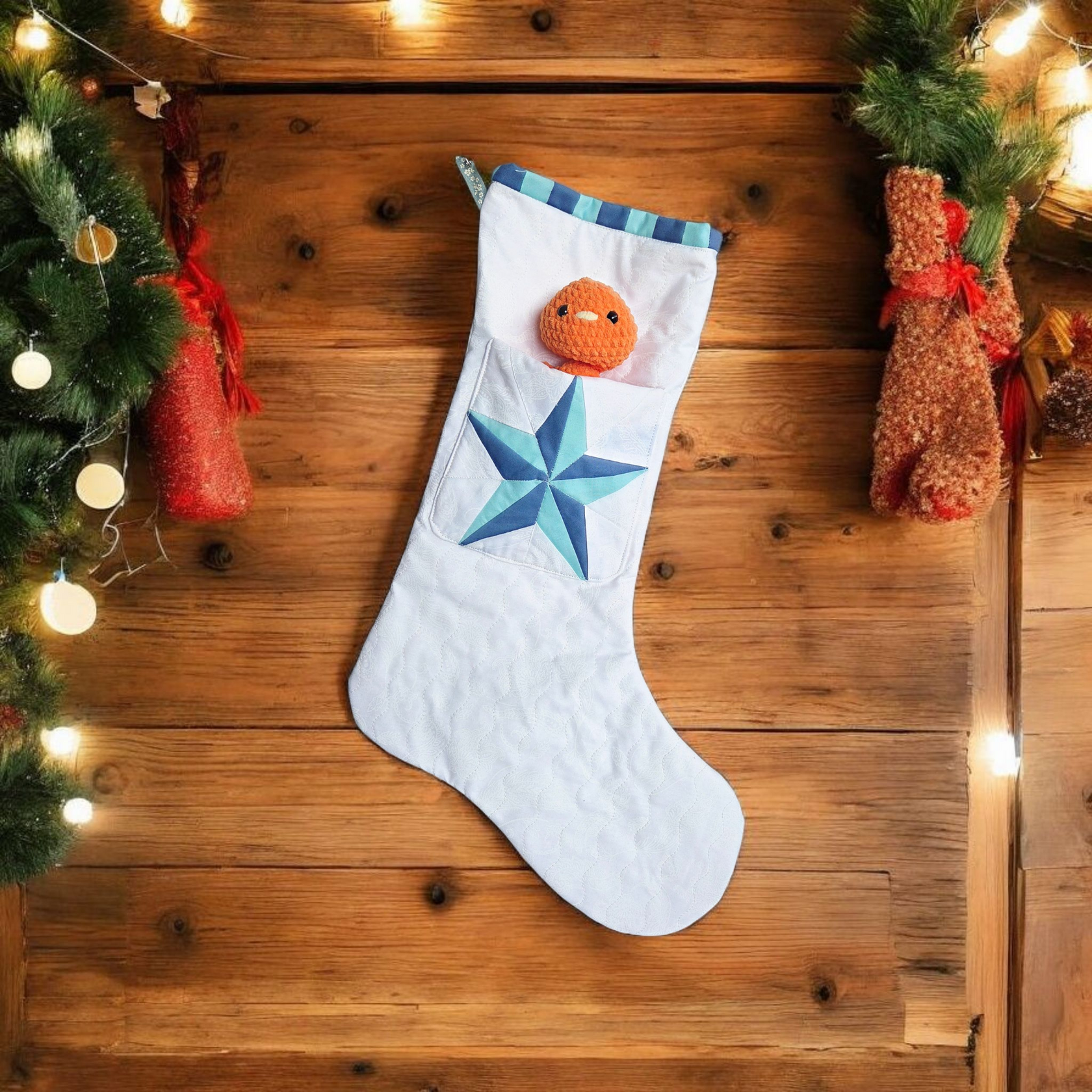 Christmas Stocking Sewing Pattern with Candy Pocket & FPP Star Block ...